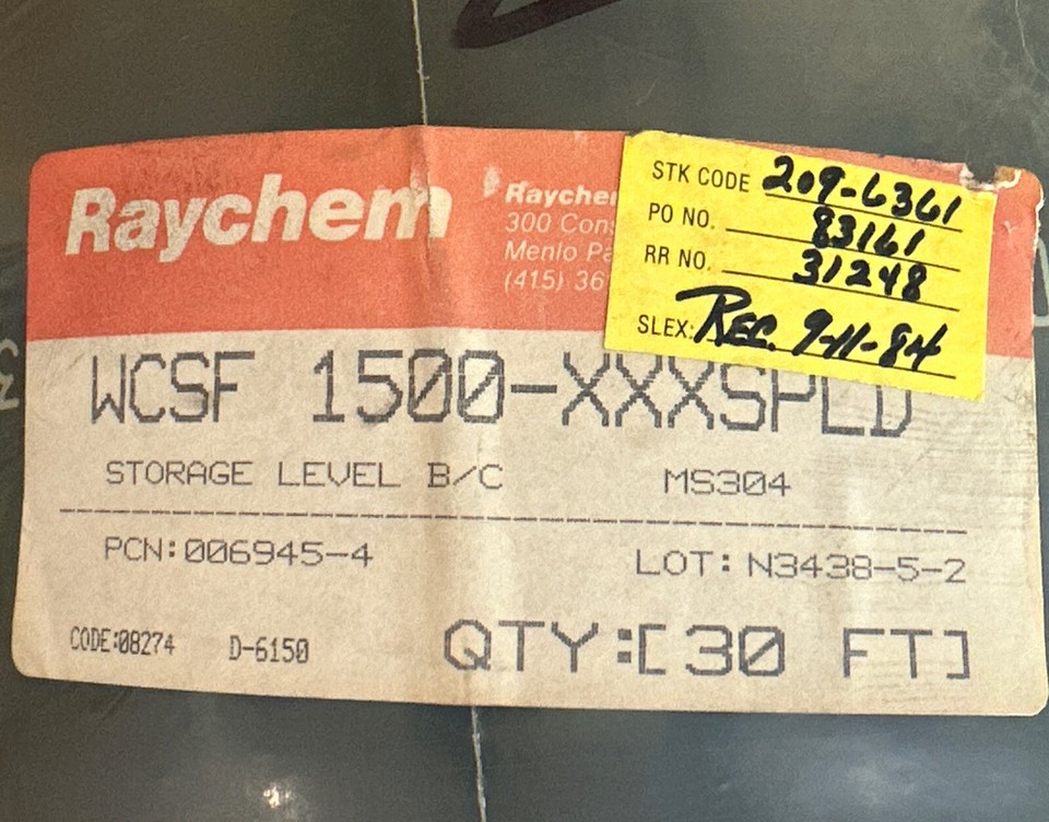 BRAND NEW- Raychem WCSF-1500 114/38 Heat Shrink Tubing Length- 30 ...