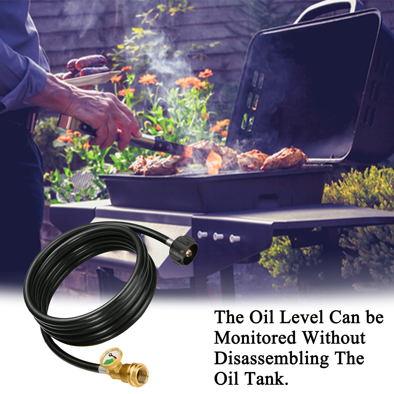 5 Feet Propane Tank Extension Hose with Gauge LP Gas Hose Leak Detector ...