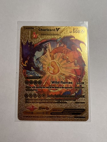 CHARIZARD V Gold Metal Foil Pokemon Card, HP 508 | eBay
