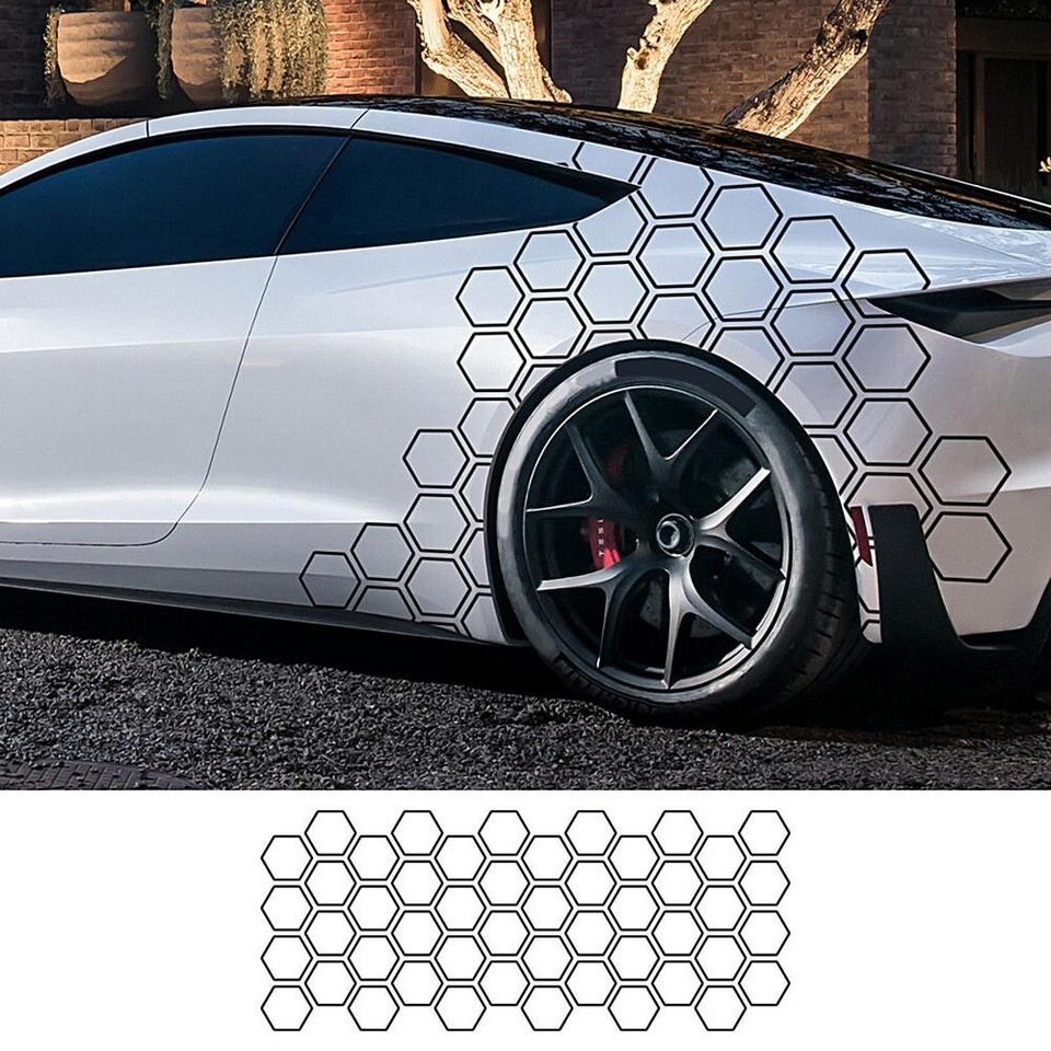 Hexagon Car Graphics Honeycomb Side Stickers Car Styling Adhesive Sport ...