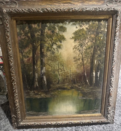 Vintage Framed Forest Landscape Oil Painting | J-Mar Art Studio | 27x30 ...