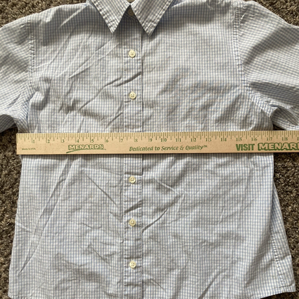 LL Bean Shirt Women's Size Small Blue Check Long Sleeve Button Up 100% ...