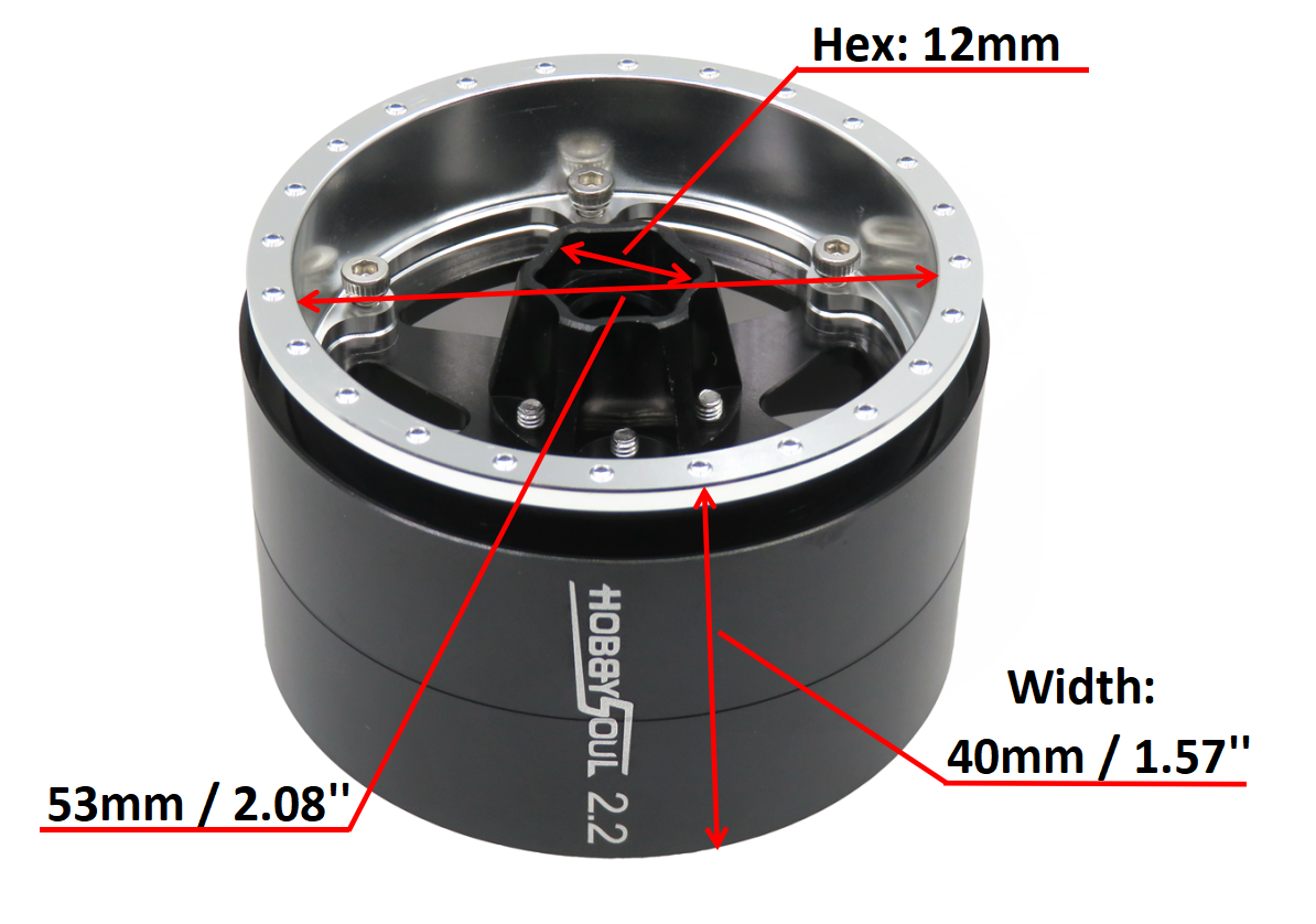 2x RC 2.2 Beadlock Wheels Adjustable 4 Offsets Rims For 1/10 Mud ...