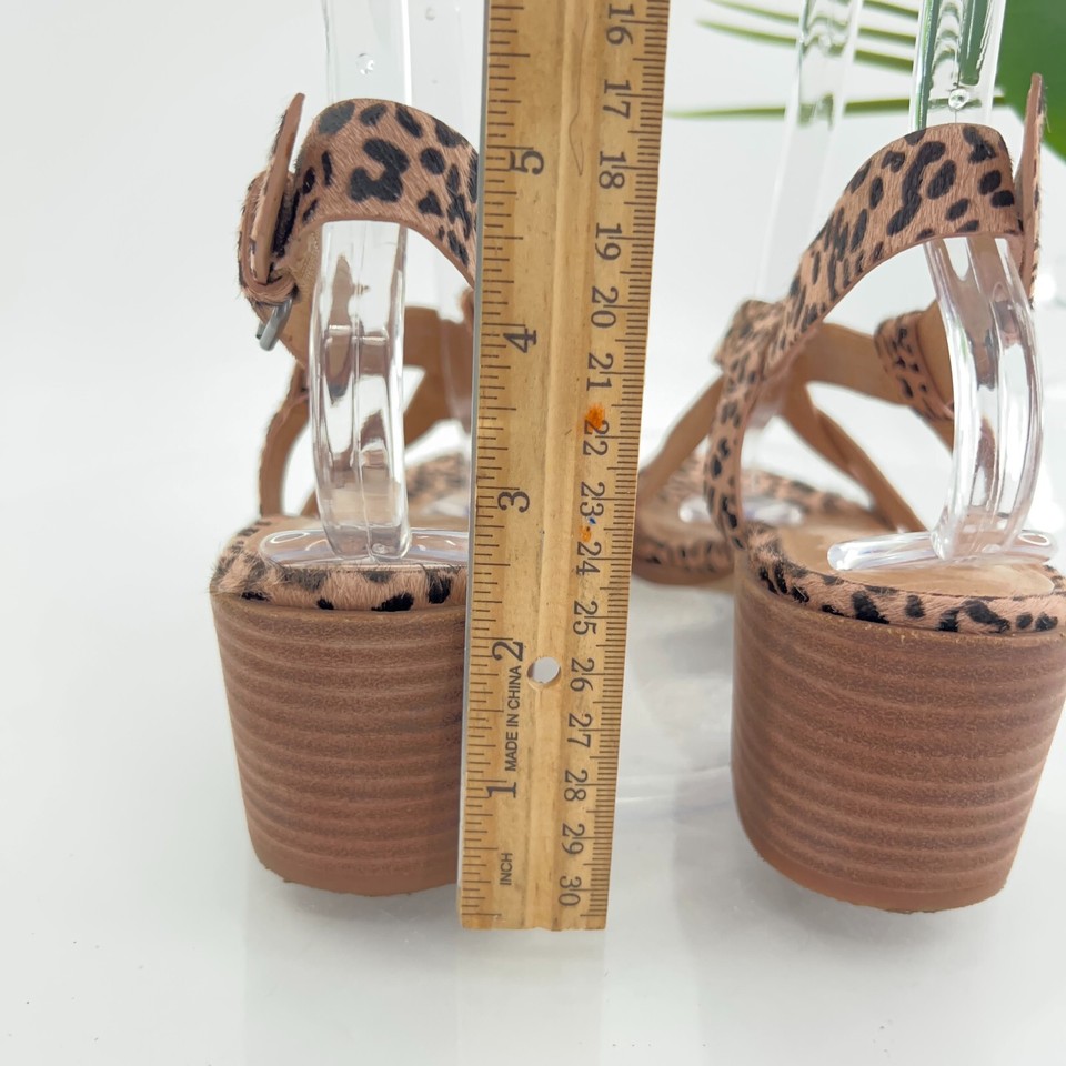 Madewell Alyssa Leopard Strappy Sandals Size 9 Calf Hair Block Heel ...
