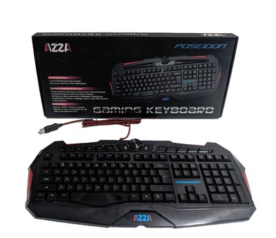NEW AZZA Poseidon PC Gaming Keyboard w/ Adj. RED Backlit,Win/Media ...