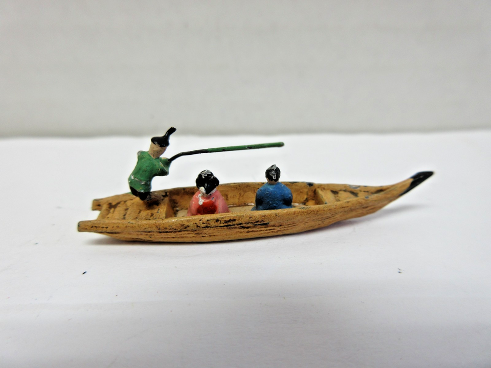 Miniature Painted Metal Asian Figurines Boatman Peasants Horses | eBay