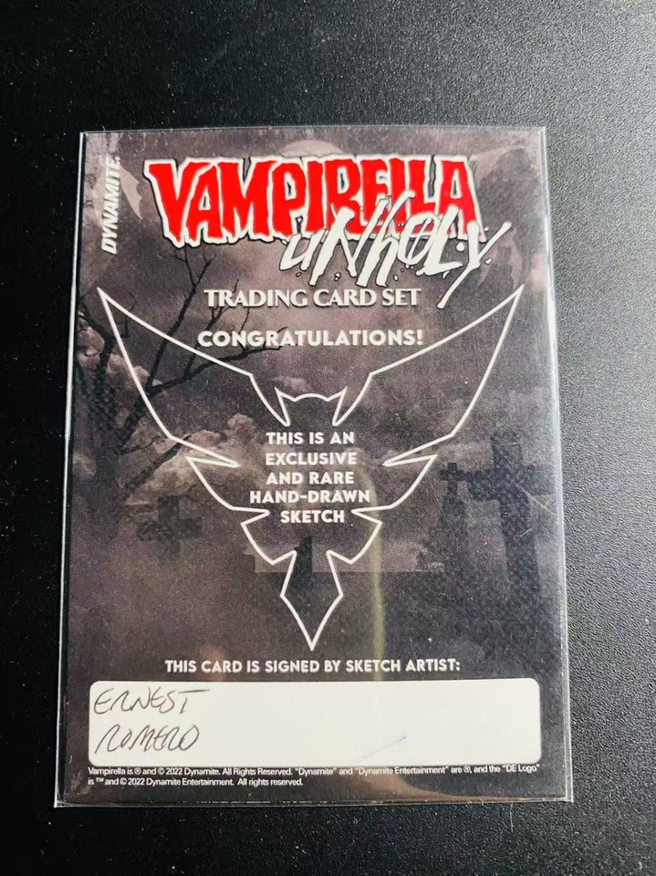 Dynamite Vampirella Unholy 1/1 Origin Sketch Card 1of1 by Ernest Romero ...