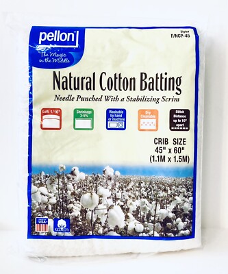 Pellon Natural Cotton Batting - Crib Size (45" x 60") - Needle Punched ...