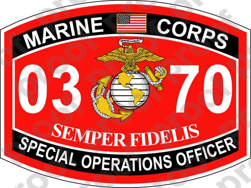 STICKER USMC MOS 0370 SPECIAL OPERATIONS OFFICER ooo USMC Lisc No 20187 ...