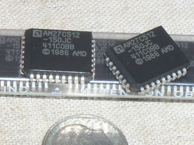 2 NEW AMD AM27C512-150JC 5V CMOS EPROM 512K X 8 OTP 2 MBIT MEMORY IC ...