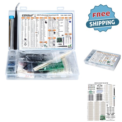 SMD Component Assortment Kit 2900 pcs Resistors Capacitors Diodes LEDs ...