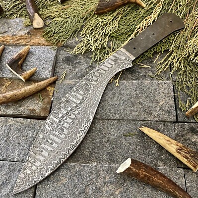 SHARDBLADE CUSTOM HAND FORGED DAMASCUS STEEL HUNTING BOWIE KUKRI BLANK ...