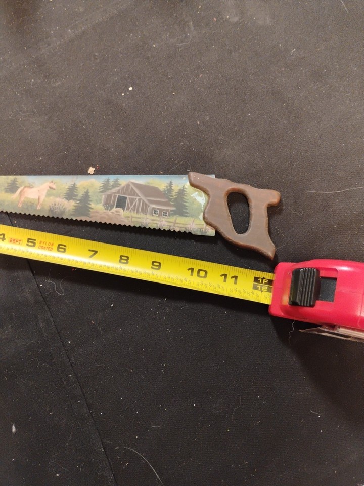12" Long Saw/Hand Painted Folk Art Scene On The Blade | eBay