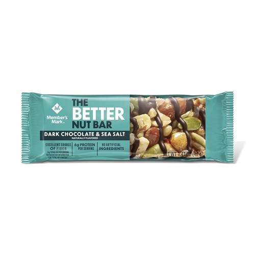 Member's Mark The Better Nut Bar, Dark Chocolate & Sea Salt, 1.4 Oz (24 ...