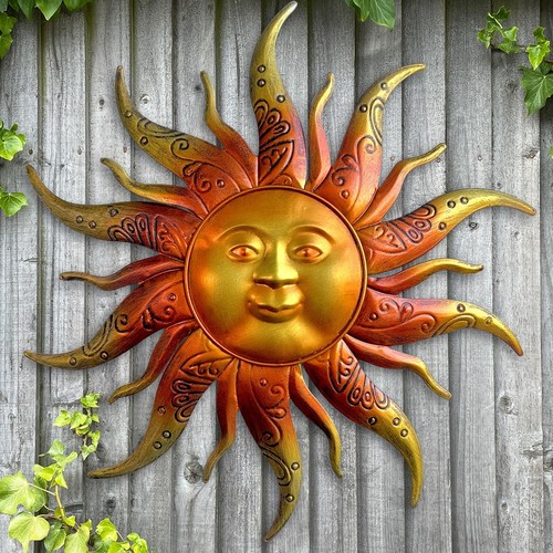 Metal Sun Wall Art Decor17.3 Inches Rustic Retro Metal Sun Hanging ...