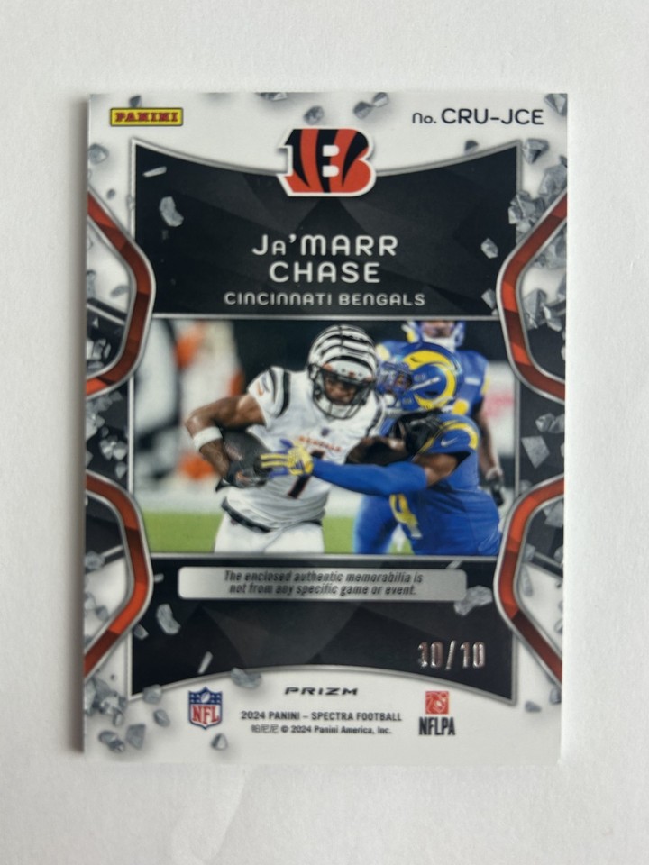 2024 Panini Spectra Ja’Maar Chase Crush 10/10 💎 Tri-Color Patch Bengals ...