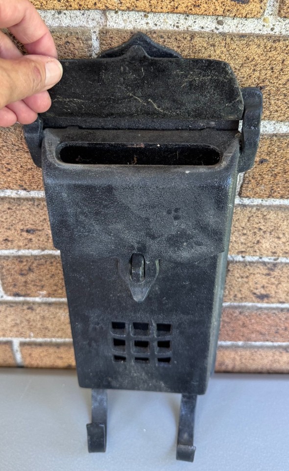 Cast Iron Mail Box with Newspaper Holder Wall Mount Old Vintage Cottage ...