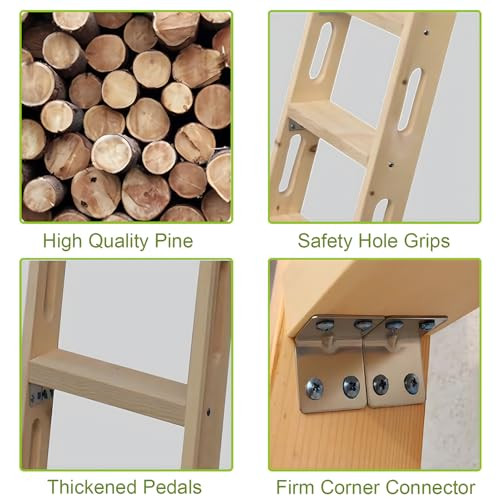 Wood Bunk Bed Ladder, 4.1FT RV Bunk Ladder Replacement with Wide Step ...