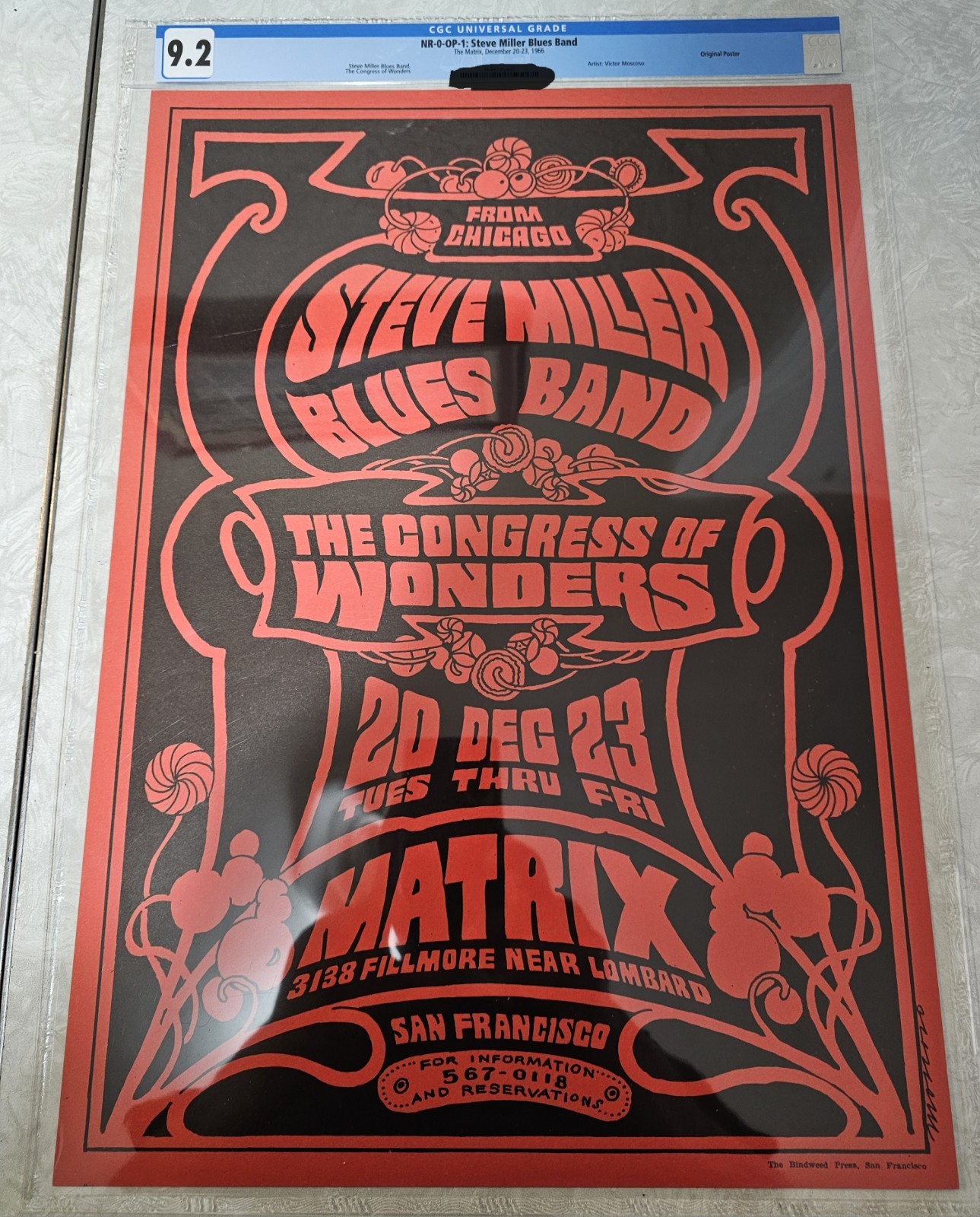 STEVE MILLER BAND NEON ROSE NR-0 1966 concert poster VICTOR MOSCOSO ...