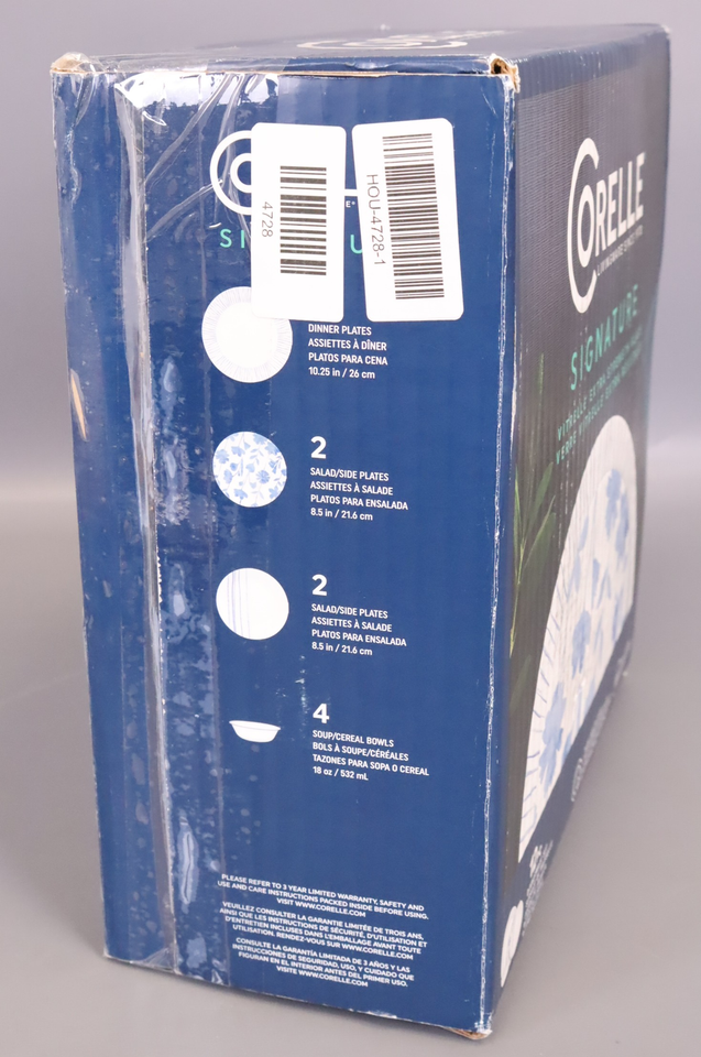 Corelle Botanical Stripes 12-pc. Dinnerware Set, Blue | eBay