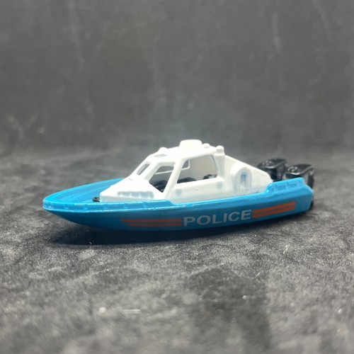 LOOSE 2019 Matchbox MBX Rescue Tinforcer 65/125 Police Boat Blue White ...