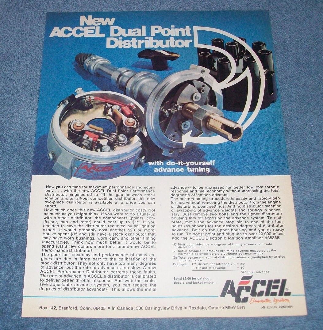 1975 Accel Dual Point Distributor Vintage Ad "With Do-It-Yourself ...