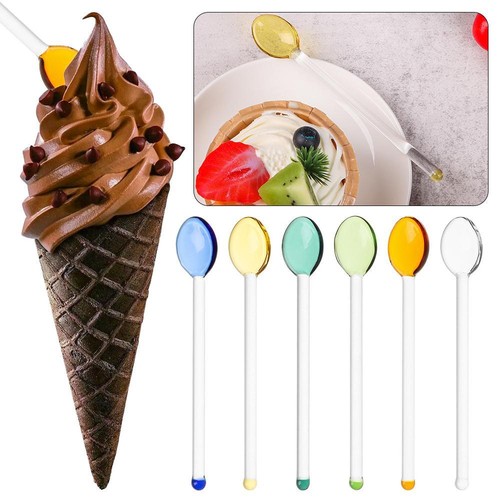 Home Kitchen Colorful Tableware Glass Tea Spoons Coffee Scoops Long ...