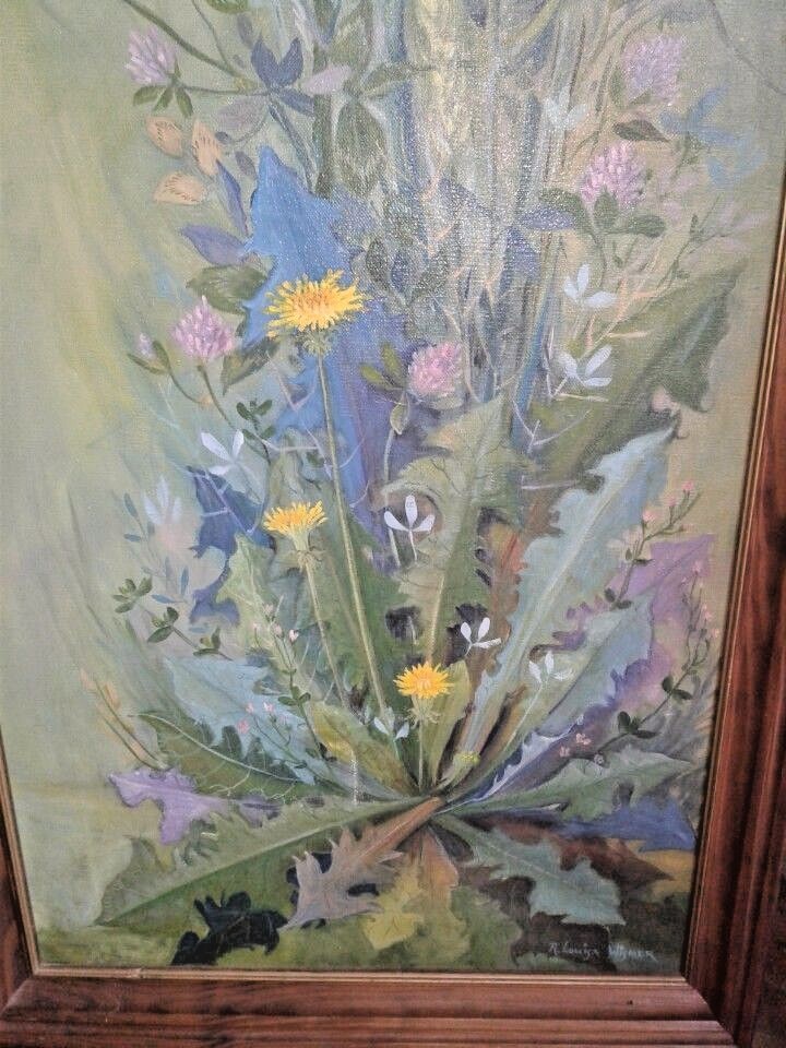 DANDELION & FLOWERS OIL PAINTING ORIGINAL LISTED ARTIST SIGNED R ...