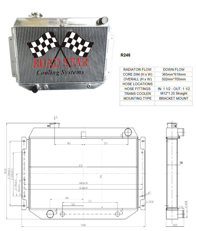 HOLDEN TORANA LH LX 253 308 V8 4 ROW ALUMINIUM RADIATOR W/POLISHED ...