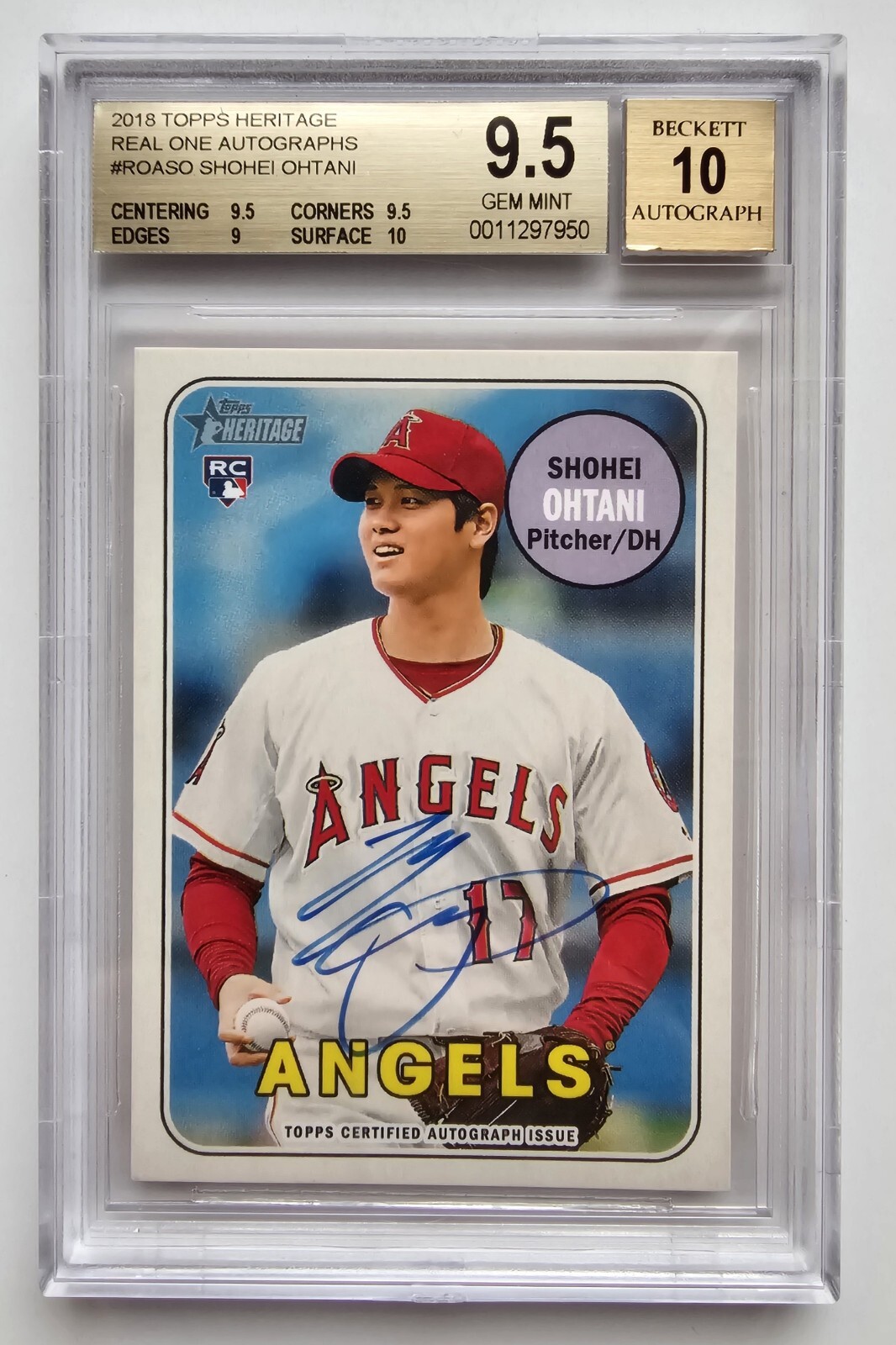 SHOHEI OHTANI 2018 Topps Heritage Real One RC Rookie Auto BGS 9.5/10 | eBay