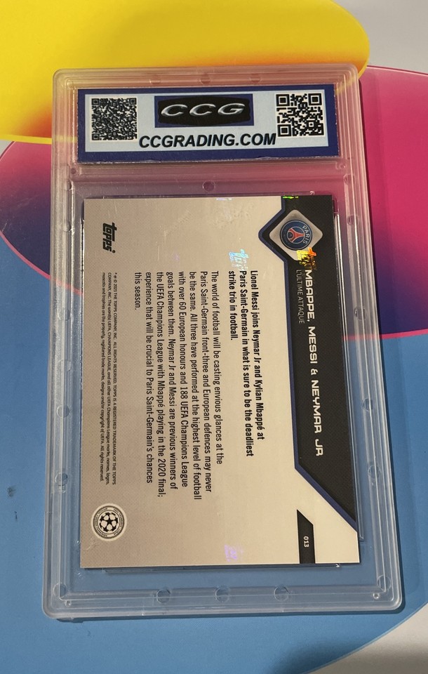 2021 Topps Now UCL #13 ~ Lionel Messi Neymar Jr Kylian Mbappe ~ CCG 10 GEM MINT | eBay