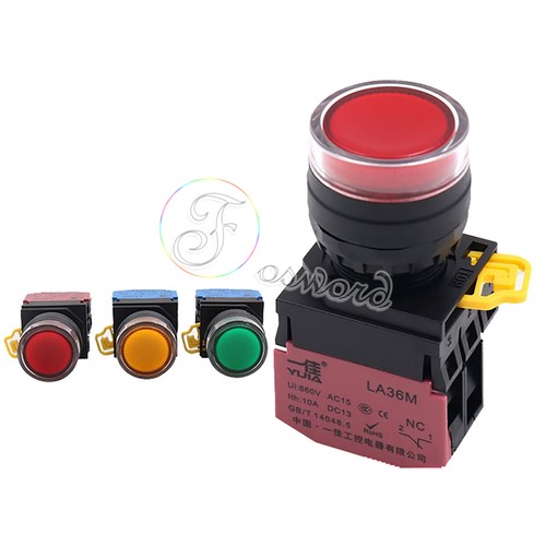 22mm Illuminated Push Button Switches Momentary Latching 12/24/220V ...