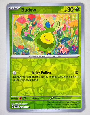 Pokemon TCG Prismatic Evolutions Budew 004/131 Reverse Holo Card | eBay
