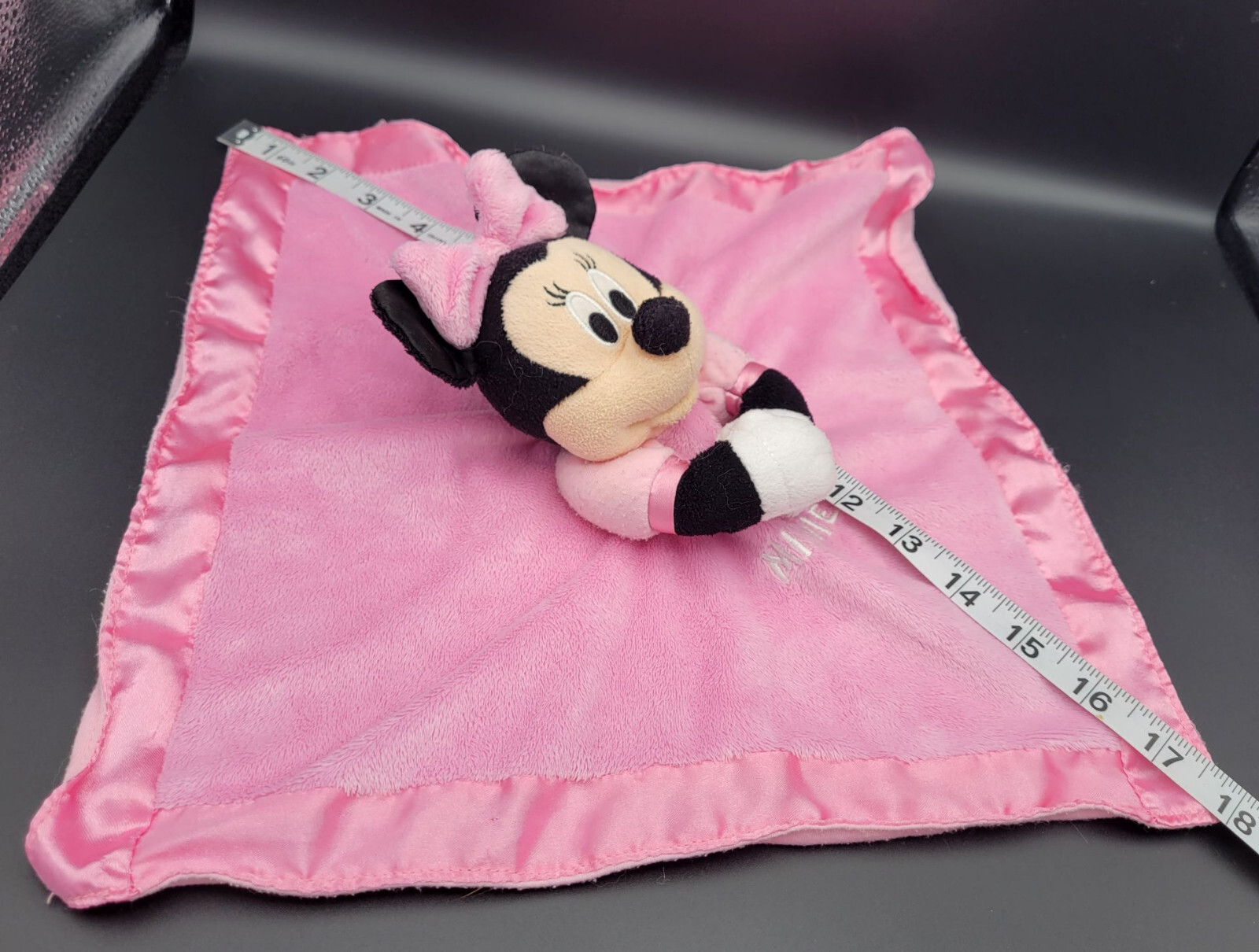 MINNIE MOUSE Rattle Lovey Security Blanket Satin & Disney Junior Pop ...