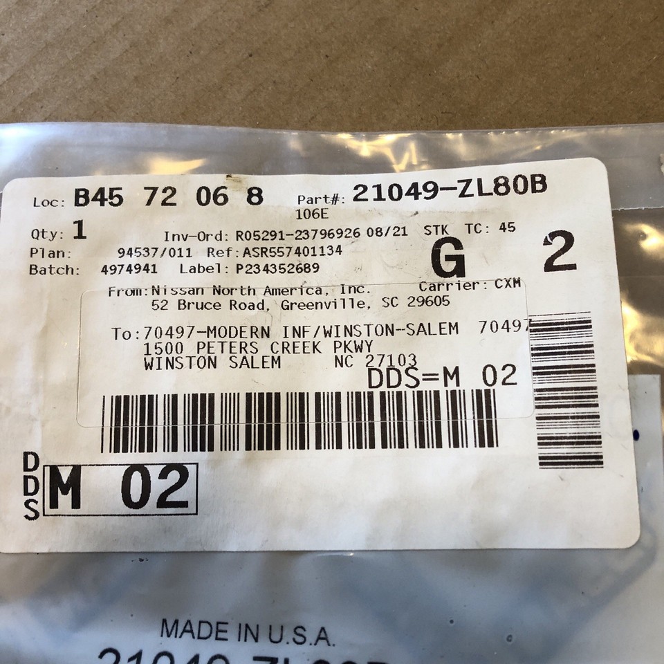 Genuine Nissan Water Pump Assembly O-Ring 21049-ZL80B new | eBay