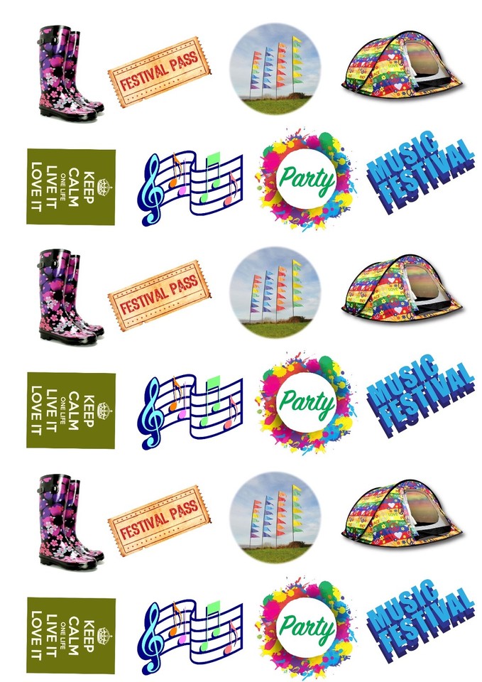 24 Stand Up Music Festival Summer Party Edible Wafer Paper Cake Toppers ...