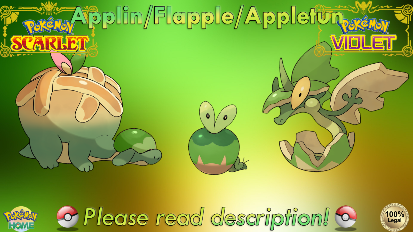 🍊Shiny/Non-shiny Applin/Flapple/Appletun 6IV🍇Pokémon Scarlet/Violet (💯 ...