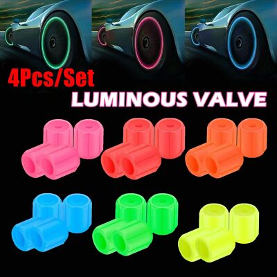4pcs Car Luminous Tire Valve Caps Fluorescent Night Glowing Motorcycle ...