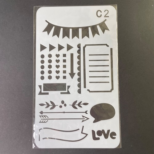 Reusable Art Planner Stencil Flags Check List Boxes Speech Bubble Love ...