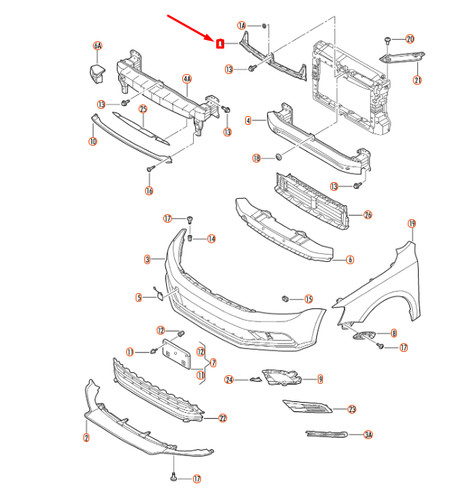 VW Volkswagen Jetta Black Upper Radiator Support Bracket 5C6805706J NO ...