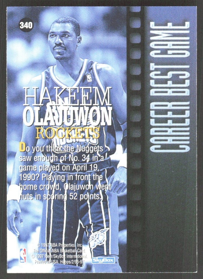 1996-97 2375B NBA Hoops CAREER BEST GAME Hakeem Olajuwon Houston ...