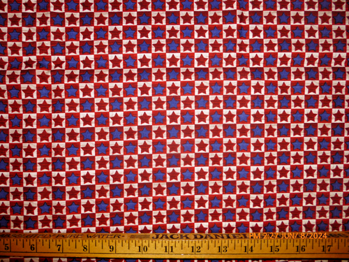 4th of July Red White Blue Star Pattern 43" w BTY Cotton Fabric #112 ...