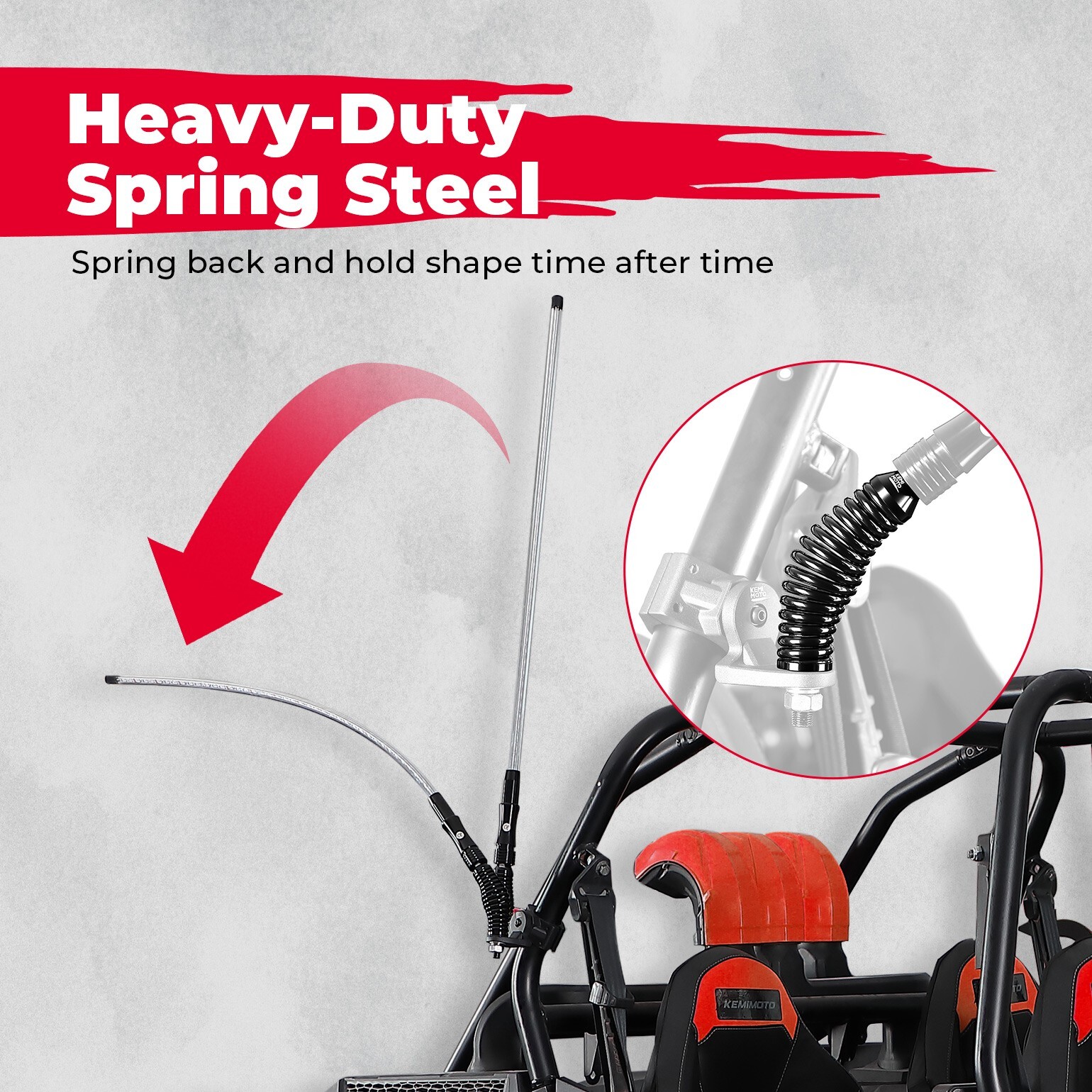 KEMIMOTO 1PC LED Whip Light Spring Base Flag Pole Mount Quick Release ...