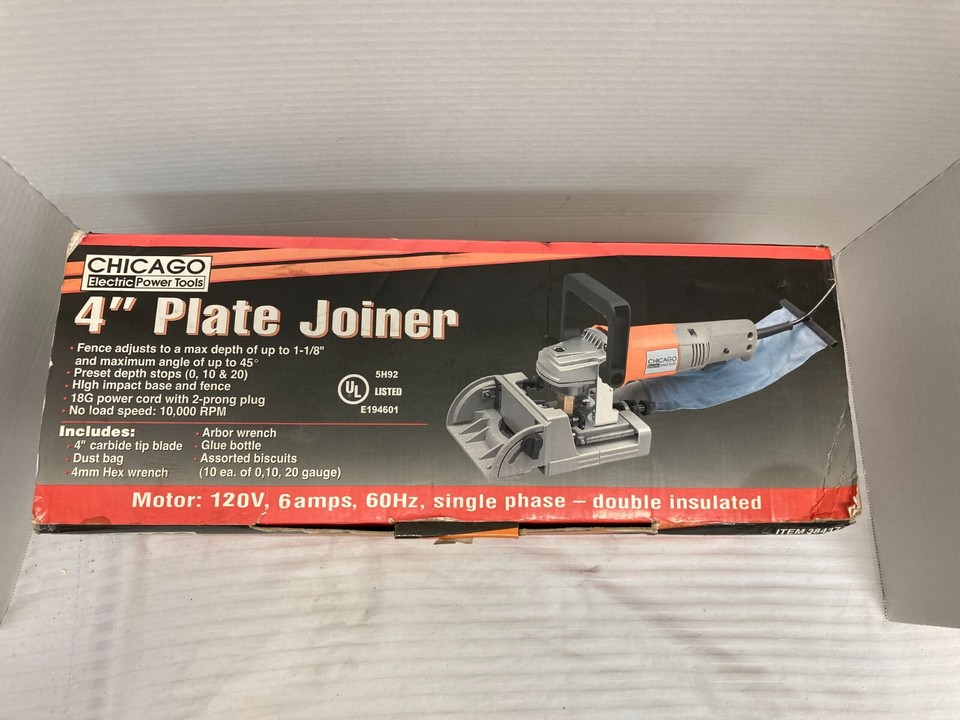 Chicago Electric 4 '' Wood Biscuit Cutter Plate Joiner with Carbide ...
