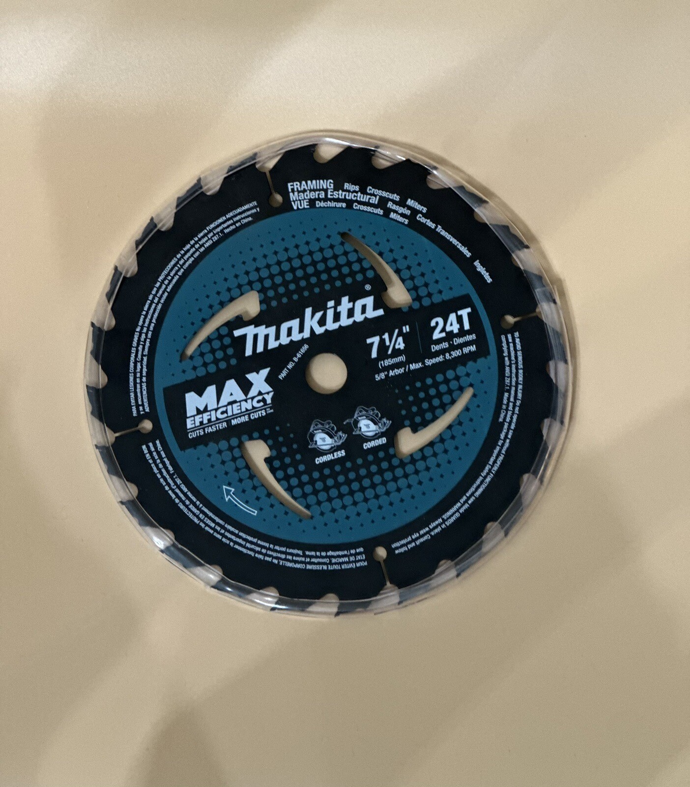 Makita 7‑1/4" 24T Carbide‑Tipped Max Efficiency Circular Saw Blade Set ...