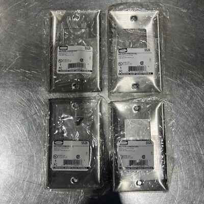 Lot Of 4 HUBBELL SS26 Wall Plate,1 Gang,Silver,Smooth Type 302/304 NOS ...