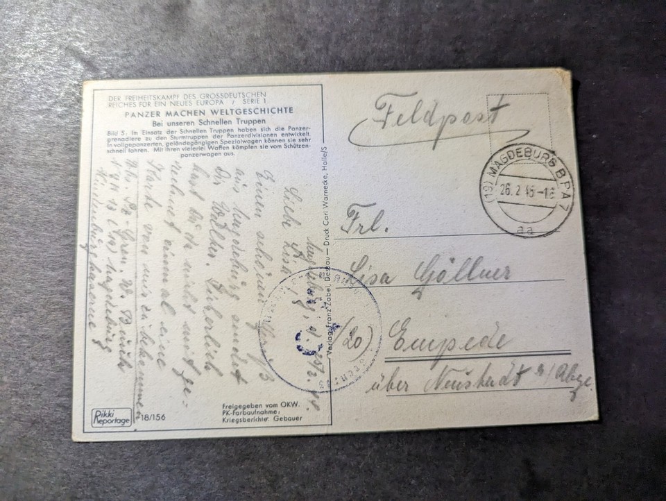1945 Germany Feldpost Tank Military Postcard Cover Magdeburg | eBay