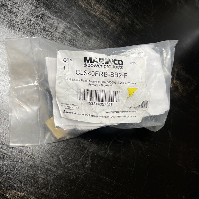 Marinco CLS Series Panel Mount 400A 2/0-4/0 Bus Bar F Brown CLS40FRB-F ...