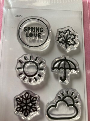 Ali Edwards 2x3 weather icons stamp-NIP-spring love, sun, leaf ...