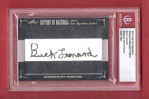 2012 LEAF CUT SIGNATURE Buck Leonard HOFer HISTORY OF BASEBALL AUTO ...
